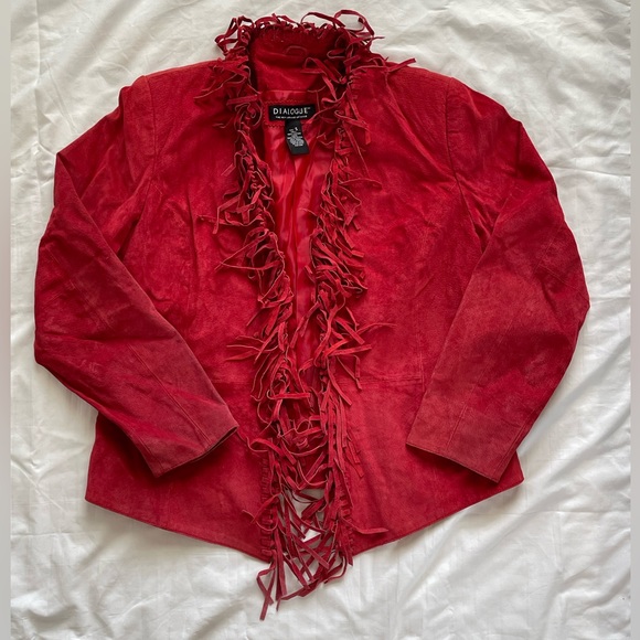 Dialogue | Jackets & Coats | Fringe Red Leather Jacket | Poshmark